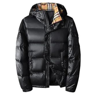 Generic Veste en duvet à capuche pour homme - Manteau en plumes de canard blanc - Style européen - Chaud - Vêtement dextérieur, Noir, XXL