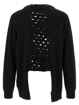 Comme Des Gar&ccedil;ons Macram&eacute;-Textured Wool Cardigan - Black