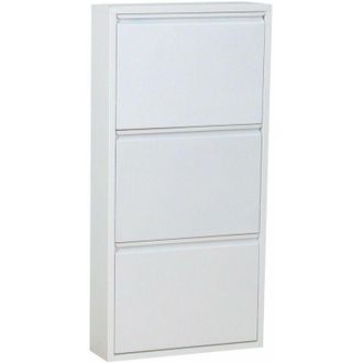 ebuy24 Ebuy24 - Pisa Schuhschrank mit 3 Klappen/T&uuml;ren in Metall weiss. Fertig montiert geliefert