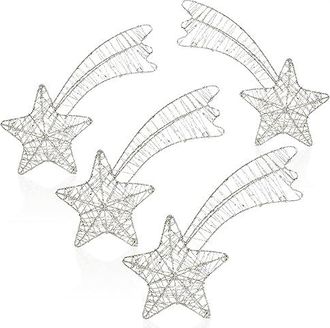 Com-Four 4X &eacute;toiles d&eacute;co No&euml;l, &eacute;toile de d&eacute;coration de No&euml;l en m&eacute;tal, Poinsettia Blanc comme Cintre avec Paillettes