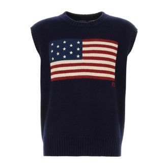 Polo Ralph Lauren US Flag Cotton/Wool Vest - - Knitwear - Herren - Blau - M
