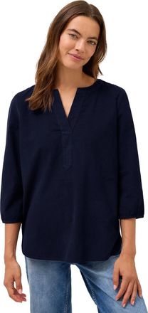 Cecil Damen 3412033 Split Neck Cordbluse, urban Dark Blue, XX-Large