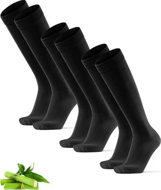 Danish Endurance 3 Paar Bambus Kniestrümpfe mit Komfortbund, Superweich, Bequem, Atmungsaktiv & Geruchshemmend, für Herren & Damen Schwarz 48-51