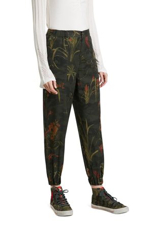Desigual Womens CAMOTIGER Casual Pants, Green, XS