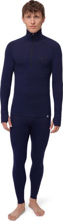 Danish Endurance Merino Thermounterw&auml;sche Herren mit Rei&szlig;verschluss, Premium Skiunterw&auml;sche Herren, Funktionsunterw&auml;sche Set, Dunkles Marineblau, XXL