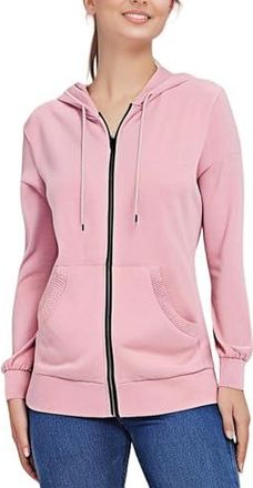 Generic Sweat &agrave; capuche zipp&eacute; pour femme - Veste l&eacute;g&egrave;re d&eacute;contract&eacute;e &agrave; manches longues avec poches, rose, S