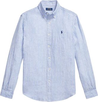 Ralph Lauren Homme, Chemises, Bleu, Taille: L Chemise Ray&eacute;e en Lin