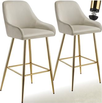 TecTake Barhocker mit Lehne, Barhocker Samt Stuhl, Sitzhocker mit Fu&szlig;st&uuml;tze, Bar Stool, Schalenstuhl Hocker mit Lehne, Tresenhocker, Tresenstuhl, Barstuhl mit