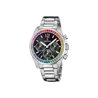 Festina Femme, Accessoires, Gris, Taille: ONE Size Rainbow Stainless Steel Chronograph