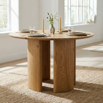 IDIMEX Esstisch ARVIKA rund 120 cm, Eiche Finish - Moderner Esszimmertisch aus MDF mit Holzdekor, robust und stabil, f&uuml;r 4 Personen, Pflegeleichte Oberfl&auml;che