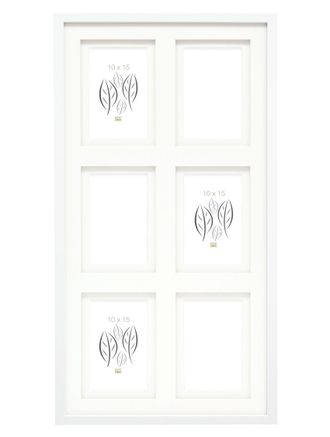 Deknudt Frames Collage-Rahmen für 6 Bilder - Weiß - mit Doppel-Passepartout - Bildgröße 10x15 cm - MDF Holz zum Aufhängen - Collage - S65KK1 P6 10x15cm