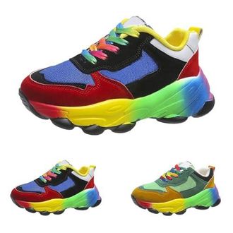 Generic Baskets &eacute;paisses &agrave; lacets pour femme - Style r&eacute;tro - Couleur contrast&eacute;e - Style d&eacute;contract&eacute; - Confortables - L&eacute;g&egrave;res - Chaussures de marche - Antid&eacute;ra