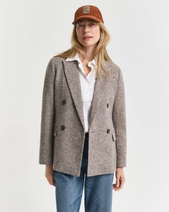 GANT Damen Strukturierter Regular Fit Blazer aus Wolle (40) DEEP Braun