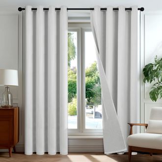Deconovo 100% Blickdichte Vorh&auml;nge mit &Ouml;sen Gardinen Wohnzimmer Schallschutz Vorhang Verdunkelung Thermogardinen Hitzeschutz Blackout Curtains, H260 x B140 cm,