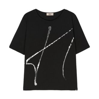 Herno Bedrucktes T-Shirt - - Tops - Damen - Schwarzk - XL