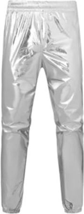 Generico Pantalon disco pour festival pour homme Costume de scène doré Pantalon métallique brillant pour spectacles de danse, argent, XXL