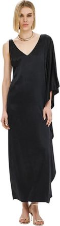 Access Fashion Access Fashion, Femme, Robes, Noir, Taille: 40 FR Robe Satin&eacute;e &agrave; Manches Asym&eacute;triques