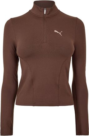 Puma Fleece-Oberteil f&uuml;r Damen, mit halbem Rei&szlig;verschluss (Espresso Braun)