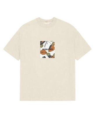 Jack & Jones Jortavira AOP T-Shirt SS Crew Neck FST, Bronze, L