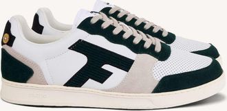 Faguo Baskets blanche & vert fonc&eacute; cuir & su&egrave;de - HAZEL
