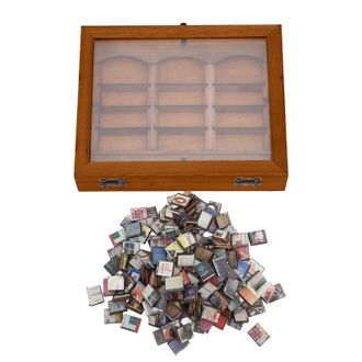 Generic Miniatur-B&uuml;cherregal aus Holz, handgefertigt, zum Stressabbau - Holzspielzeug mit 200 dekorativen Miniaturb&uuml;chern, Holzregal zum Stressabbau, J