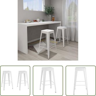 vidaXL Barhocker Stapelbar - Barhocker Stapelbar 2 Stk. Wei&szlig; Metall