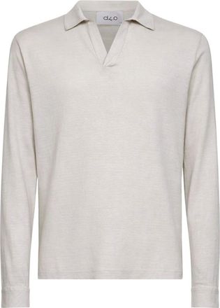 D4.0 Homme, Tops, Beige, Taille: 2XL Polo &agrave; manches longues et col en V