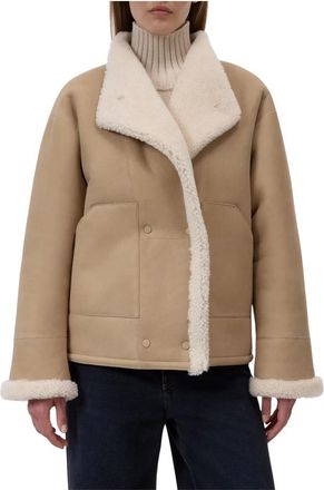 Closed Veste crois&eacute;e en peau lain&eacute;e - Femme - Vestes - Beige - Taille: 40 FR