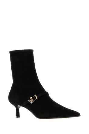 Prada Suede Pointed-Toe Ankle Boot - Black