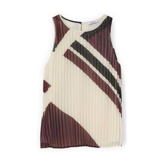 Motivi Top en georgette pliss&eacute;e imprim&eacute;e - Femme - Tops - Rouge - Taille: 34 FR