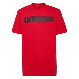 Philipp Plein Homme, Tops, Rouge, Taille: S T-Shirt Col Rond Imprim&eacute; Effet Spray