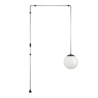 Eglo H&auml;ngelampe Rondo 3, Lampenfassung mit Kabel und Stecker, Pendelleuchte &uuml;ber Esstisch, Esszimmerlampe aus schwarzem Metall und wei&szlig;em Glas, E27 Fassung