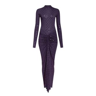 Alaia Draped Fluid Strass Jersey Kleid - - Dresses - Damen - Lila - S