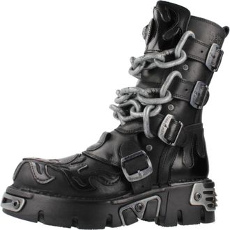 New Rock Metallische Hohe Stiefel - - Shoes - Damen - Schwarzk - 38 EU