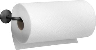 mDesign K&uuml;chenrollenhalter Wand - Halter f&uuml;r Papierrollen in K&uuml;che oder Bad - an der Wand zu befestigen - Farbe: Mattschwarz - Material: Stahl