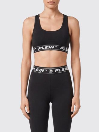 Philipp Plein Top cropped en jersey &agrave; encolure carr&eacute;e et logo jacquard