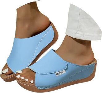 Generic Sandales orthop&eacute;diques compens&eacute;es pour femme - Coupe large - Avec soutien de la vo&ucirc;te plantaire - Bout ouvert - Antid&eacute;rapantes - Chaussures habill&eacute;es 