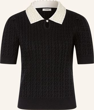 Sandro Sandro Strickshirt Mit Abnehmbarem Kragen Und Schmuckperlen schwarz