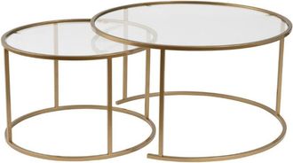 Calicosy Calicosy - Lot de 2 tables basses gigognes rondes avec plateau en verre D80 cm - aurum
