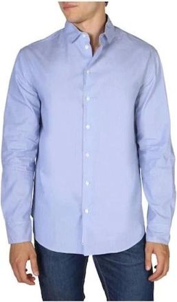Emporio Armani Chemise ray&eacute;e coupe slim bleue - Homme - Chemises - Bleu - Taille: L