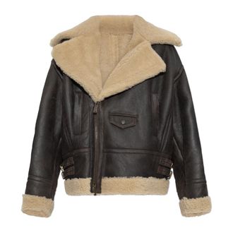 Dsquared2 Femme, Vestes, Brun, Taille: 34 FR Veste en cuir