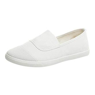 Generic Chaussures de marche l&eacute;g&egrave;res pour femme - Chaussures d&eacute;t&eacute; plates antid&eacute;rapantes - Bout rond - Solide - Respirantes - Chaussures de plage &agrave; enfiler, Bl