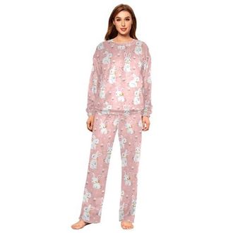 Alaza Ensemble de pyjama en polaire pour femme, motif koala mignon pour femmes, vêtements de détente deux pièces, vêtements de nuit, pyjama thermique, super