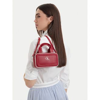 Calvin Klein Handtasche Calvin Klein Contrast Ck Mini Bauletto Bag LV04F1257G Dunkelrot