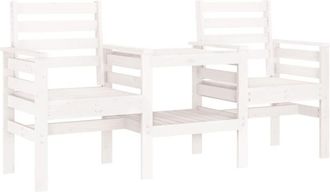vidaXL Vidaxl - Banc de jardin avec table 2 places blanc bois massif de pin