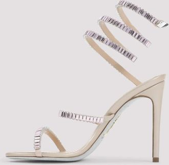 Rene Caovilla Sandalen - Crystal-Embellished High Heel Sandals - Gr. 38,5 (EU) - in Rosa - f&uuml;r Damen