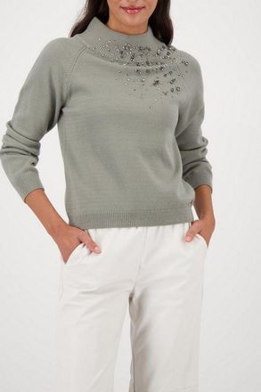 Monari Strickpullover Pullover Schmucksteine Regular fit mit Stehkragen