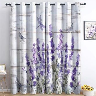Generic Rideaux Occultants 3D Perles Et Fleurs 3D Thermique Et Sonore, 110L X 215H cm (2 Panneaux) Imprimé Rideau À Oeillets Décoration pour Salon Chambre Enf