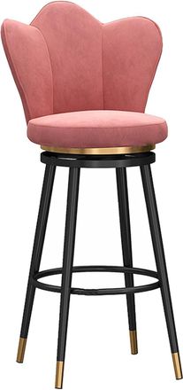 Generic Drehbarer Barhocker mit bl&uuml;tenf&ouml;rmiger R&uuml;ckenlehne, Fu&szlig;st&uuml;tze und schwarzen Metallbeinen f&uuml;r K&uuml;cheninseln, Bartheken und Esszimmer