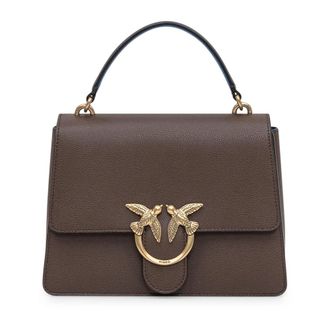 Pinko Pinko, Femme, Sacs, Brun, Taille: ONE Size Sac à main en cuir marron avec boucle Love Birds